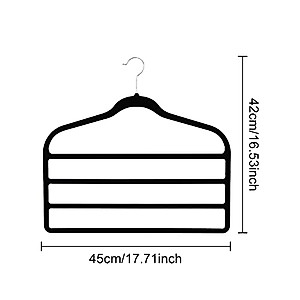 DCQRY 5Pcs Velvet Pants Hangers Space Saving 4 Tier Non Slip Jeans Hangers Multi Layer Clothes Hangers Closet Pants Organizer for Pants Jeans Trousers Scarf