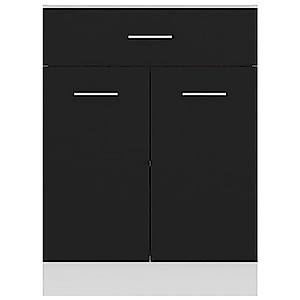 Aisifx Drawer Bottom Cabinet Black 23.6"x18.1"x32.1" Engineered Wood