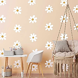 BBTO Daisy Wall Decal Flower Vinyl Wall Decals White Daisy Decals Floral Decals Peel and Stick White Daisy Stickers for Kids Nursery Wall Art Bedroom Living Room Classroom Decor