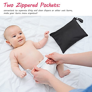 4 Pieces Wet Dry Bag for Baby Cloth Diapers Wet Diaper Bag Washable Travel Bags Reusable with 2 Pockets for Pool Yoga Gym Travel Beach Swimwear Clothes