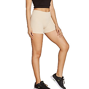 Urban Look Super Stretch Body Enhancing Workout Yoga Biker Shorts (Small/Medium, Short Nude)