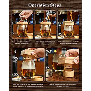 Old Fashioned Cocktail Smoker Kit with Torch, Bourbon Smoker Infuser Kit with Bonus Smoke Collection Dust Cup, 6 Kinds of Wood, Whiskey Smoker Infuser Kit - Gifts for Men Father Husband (No Butane)
