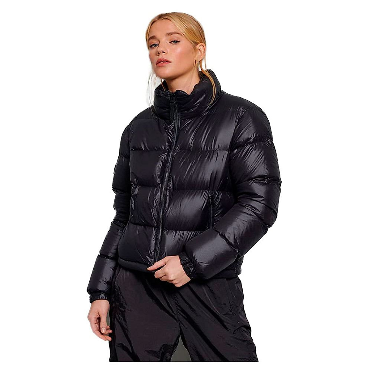 Superdry Womens Luxe Alpine Down Padded Jacket, Main Zip Fastening Black Size 10
