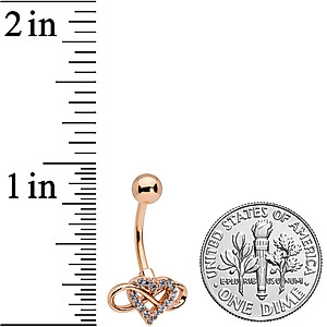 Body Candy Womens 14G PVD Steel Navel Ring Piercing Rosy Clear Accent Infinity Heart Belly Button Ring