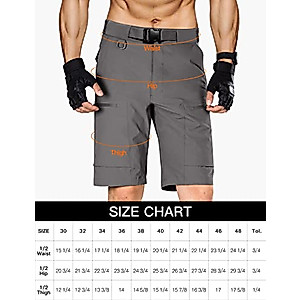 FREE SOLDIER Men's Lightweight Breathable Quick Dry Tactical Shorts Hiking Cargo Shorts Nylon Spandex（Gray 36Wx10L