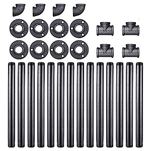 Niubid 3/4 Inches Malleable Cast Iron Pipe 2 PCS 4 Tier. Vintage Industrial Wall Mount Bookshelf Shelving Unit, DIY Open Bookshelf, Shelf Shelves, Home Improvement Kitchen Shelves.
