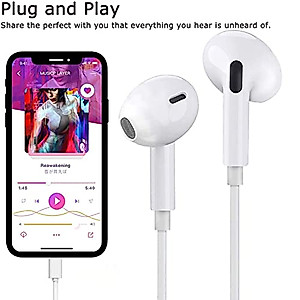 2 Pack-Apple Earbuds [Apple MFi Certified] 3.5mm Headphone Earphone Wired in Ear Stereo Noise Isolating with Built-in Microphone & Volume Control Compatible with iPhone,iPad,PC,MP3/4,Android -White