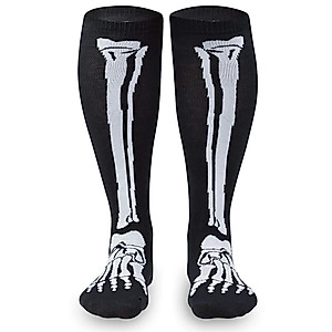Skeleton Halloween Knee High Half Cushioned Athletic Running Socks Fun Running Socks by Gone For a Run, One Size