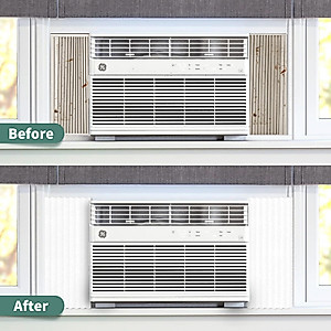 ZENGSHI LIFE MUSEUM Window Air Conditioner,Side Insulated Foam Panel vacuum001BLACK, Summer/Winter Heat and Draft Insulating,Two-Piece Panels Window Seal (White)