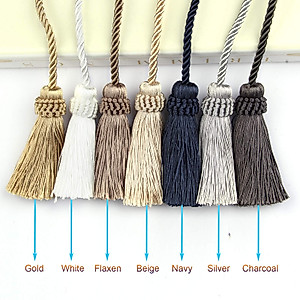 Fenghuangwu Curtain Tiebacks Handmade Decorative Curtain Holdbacks Rope with Tassel (Gold, 2P)