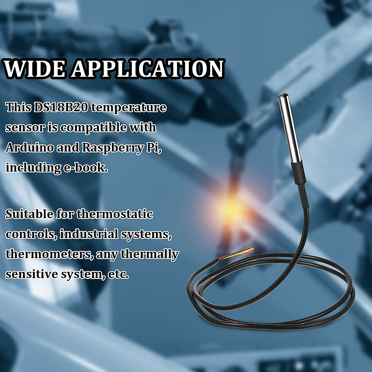 Weewooday DS18B20 1 m/ 3.2 Ft Digital Temperature Thermal Cable Waterproof Probe Sensor -55°C to +125°C, Compatible with Arduino/Raspberry Pi(15 Pieces)