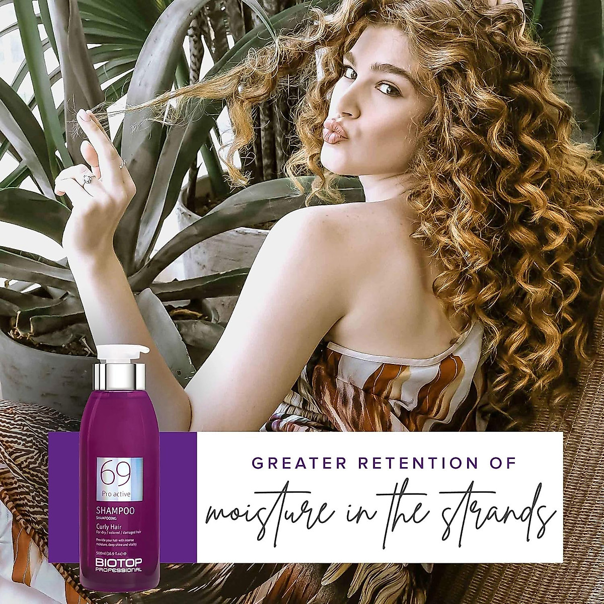 Biotop Professional 69 Pro-Active Hair Shampoo - Frizz Control, Curl Defining & Color Safe Shampoo Made with Coconut Oil, Avocado Oil & Almond Oil - Paraben, SLS & Cruelty-Free Hair Care (11.15oz)