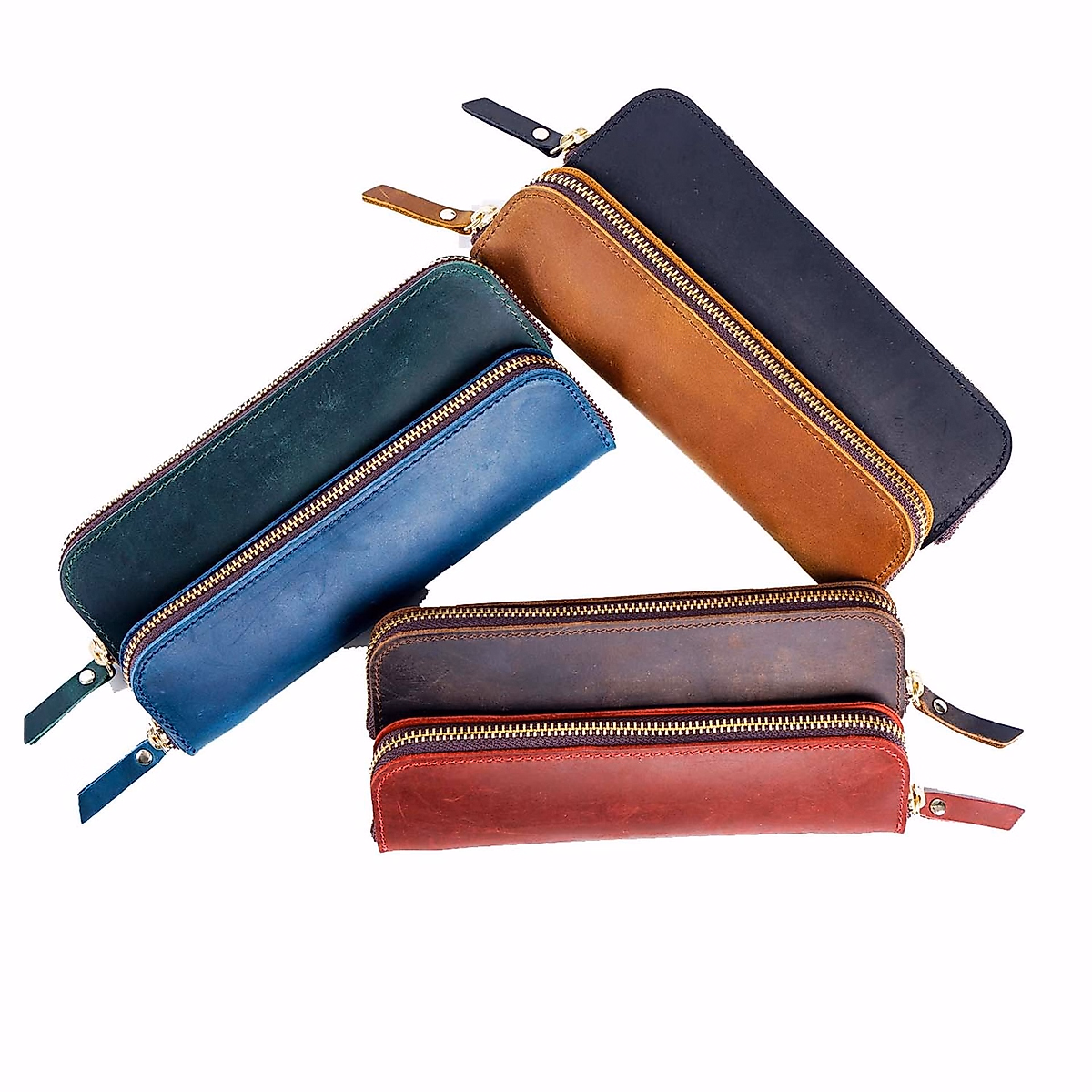 AIGUONIU Retro Leather Retro Stationery Box Pencil Case Coin Purse Pen Case Storage Bag (Brown)