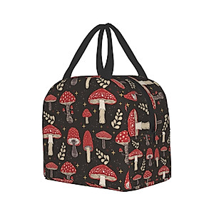 Pubnico Cute mushroom Lunch Box, Bento Box Insulated Lunch Boxes Reusable Waterproof Lunch Bag With Front Pocket For Office Picnic Hiking Beach