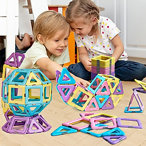 TOKBLOK Magnetic Tiles Toys for 3 Year Old Girls Boys Kids Magnetic Building Blocks STEM Creative Construction Magnet Toys for Toddler Gifts- Beginner Set