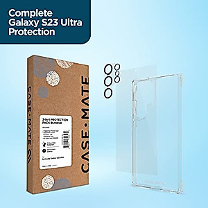Case-Mate Samsung Galaxy S23 Ultra Case [3in1] with FlexiShield Screen Protector & Camera Lens Protector [6.8"] [12FT Drop Protection] Tough Clear Phone Case -Shockproof, Anti-Yellowing, Anti-Scratch