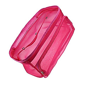 Knitting Bag, Yarn Tote Bag for Knitting Projects, Mesh with Zipper Closure Organizer Case Storage Bag for Arts Crafts, Sewing, Needlework, Yarn Projects,13.7''x7.5''x5.9'',Rose Red