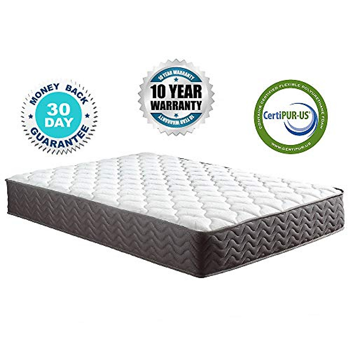 Swiss Ortho Sleep, 12" Inch Memory Foam and Innerspring Hybrid Medium-Firm Plush Mattress/Bed-in-a-Box/Pressure Relieving Bliss, Queen,White
