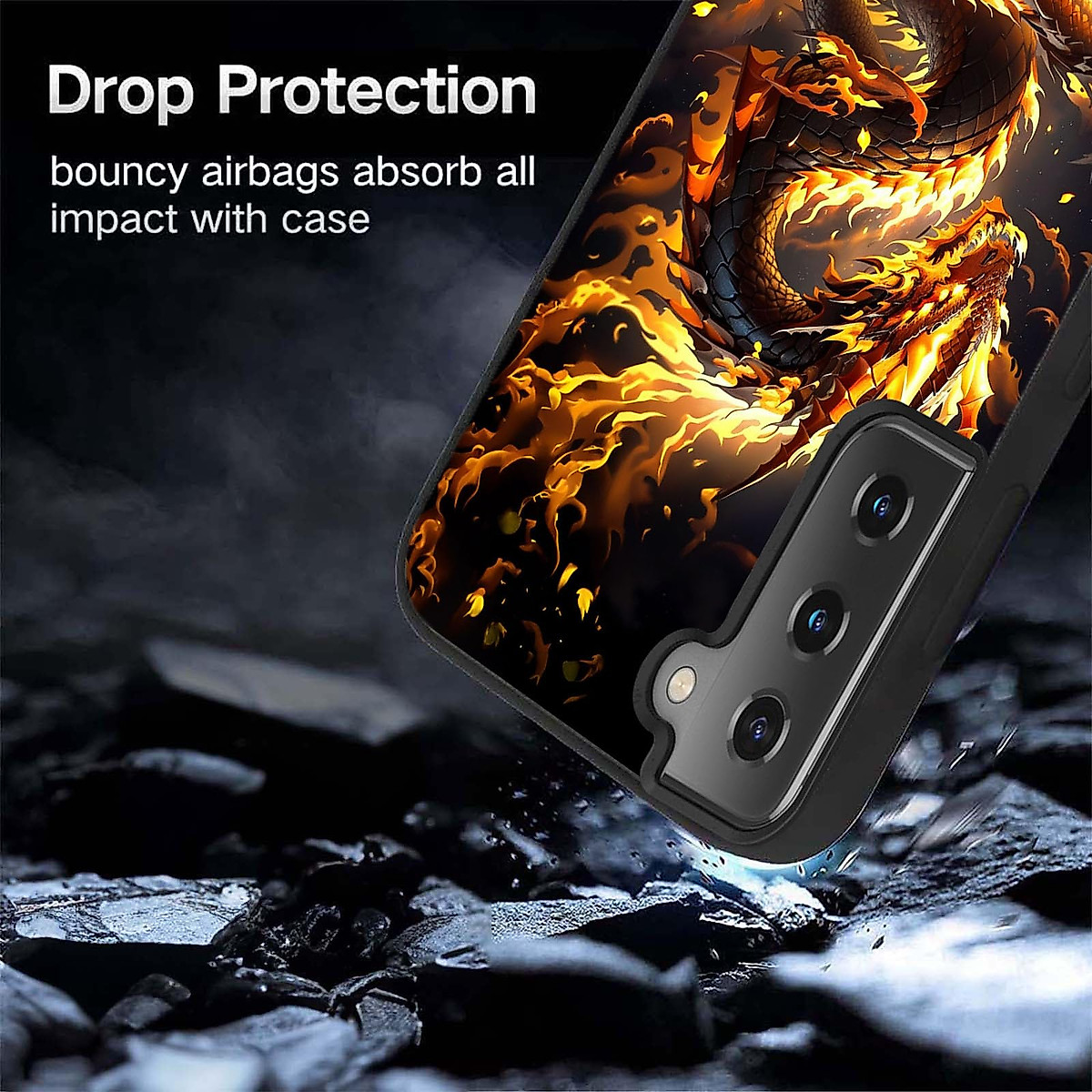 DHEEBFWE for Samsung Galaxy S23 Plus Thin Soft Frosted TPU Case Shock-Absorption Anti-Scratch Durable Protective Cover for Samsung Galaxy S23 Plus 2023 6.6",Fire Dragon