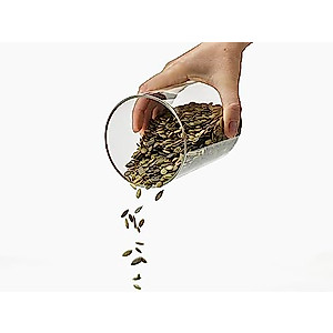 Joseph Joseph Podium 100 Dry Food Storage Container Stand, 5-Piece Set, Stainless-Steel/Glass