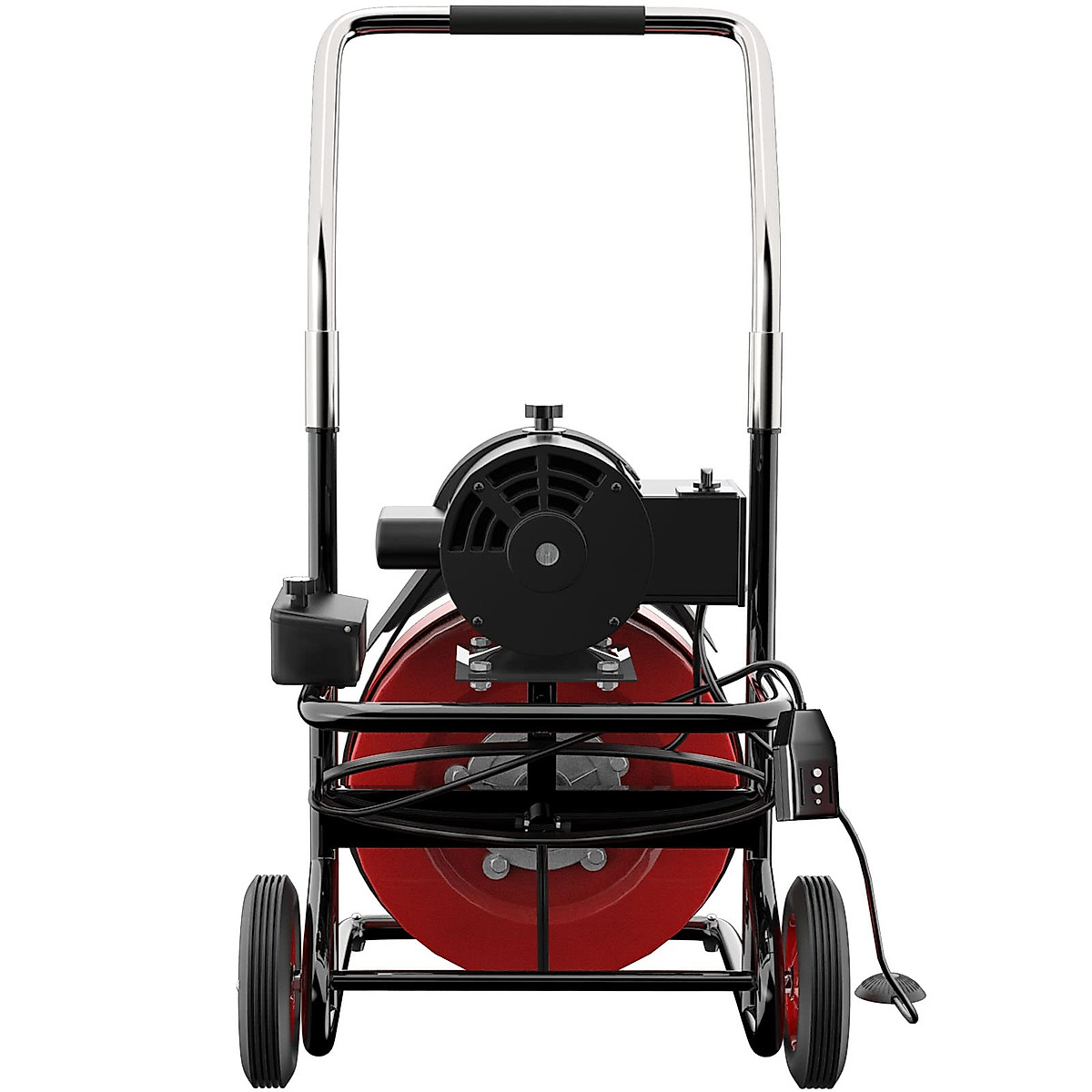 VEVOR Drain Cleaner Machine 100ftx1/2in Electric Drain Auger 550W Sewer Snake Drill Machine, fit 1 Inch (25mm) to 4 Inch(100mm) Pipes, w/Wheels, Cutters, Foot Switch