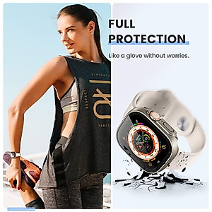 [3PACK] Tensea for Apple Watch Ultra 2/Ultra Screen Protector Case 49mm, iWatch Protective Face Cover, Hard PC Bumper Built-in Tempered Glass Film, Ultra-Thin Guard Women Men, 49 mm