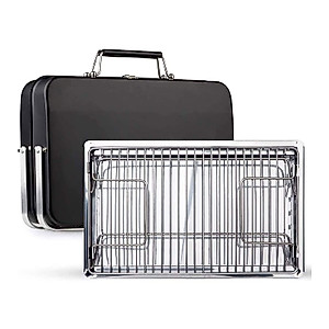 QHH Portable Barbecue Grill,Mini Folding Charcoal Grill Portable Design Integrated Storage (Color : Black, Size : Medium)