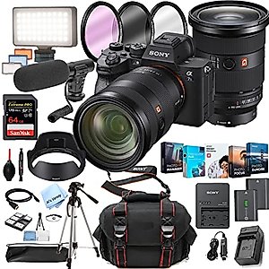 Sony a7S III Mirrorless Camera with 24-70mm f/2.8 Lens + LED Always on Light + 64GBGB Extreem Speed Memory, Filters, Case, Tripod + More (38PC Bundle Kit)