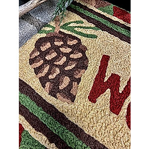 Pine Cone Welcome Machine Washable 20" x 30" Jellybean Accent Rug