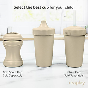 Re-Play Made in USA 10 Oz. Sippy Cups for Toddlers, Set of 3 - Reusable Spill Proof Cups for Kids, Dishwasher/Microwave Safe - Hard Spout Sippy Cups for Toddlers 3.13 x 6.25, Seashell