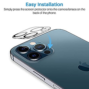 LK [3+3 Pack] 3pack Screen Protector Compatible for iPhone 12 Pro Max 6.7-inch + 3pack Camera Lens Protector, Tempered Glass, Easy Frame Installation, HD Ultra-Thin, 9H Hardness, Scratch Resistant