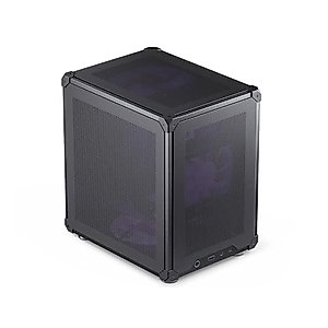 JONSBO C6 Black Mini MATX Mesh Case,Simple Compact Desktop Micro ATX Chassis,Upper Cover/Side Panel Tool-Free Open pc case, ATX Power Bite (L185mm Max.),Support 75mm CPU Cooler,GPU200-255m