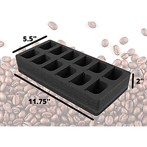 Polar Whale Coffee Espresso Capsule Drawer Organizer Tray Insert Compatible with Nespresso Vertuo VertuoLine for Kitchen Home Office Waterproof Washable Black Foam 12 Compartment 5.5 X 11.75 Inches
