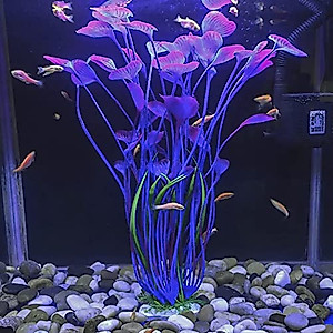 Woyrise Large Plastic Plants Decor for Aquarium,Tall Artificial Plants Ornament for All Fish Tank 15.6 Inch (2pcs)