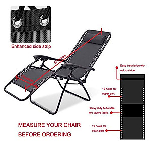 DREAM ART Standard W 17" Universal Replacement Fabric/Cloth for Zero Gravity Chair,Recliners, Zero Gravity Chairs Repair Toolfor Lounge Chair/Anti Gravity Chair,Bungee Chair, L62.5 xW16.5 Black…