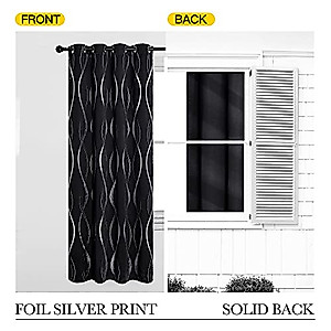 NICETOWN Blackout Curtain Panels 84 inches - Light Reducing Thermal Insulated Solid Grommet Blackout Curtains/Panels/Drapes for Living Room/Nursery/Kids Room (Set of 2, 52 inches by 84 Inch, Black)