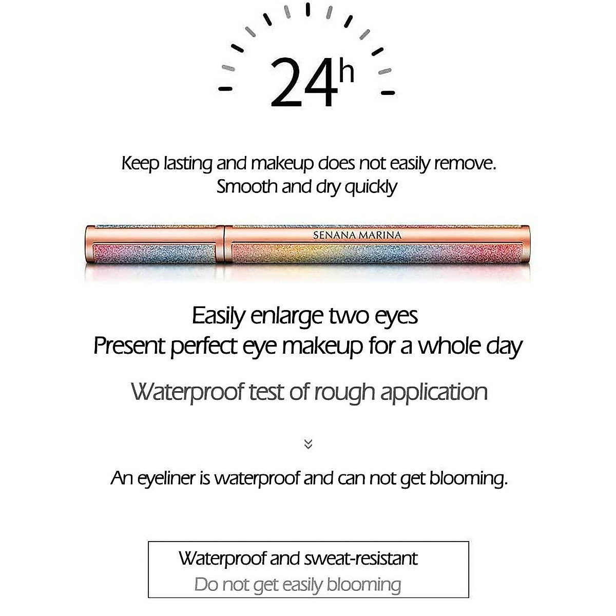 4d Silk Fiber Lash Mascara, SENANA MARINA Eyeliner & Mascara Set - Black Liquid Eyeliner Pencil/Waterproof Mascara - Sky High Mascara Black Volume and Length Lengthening No Clumping