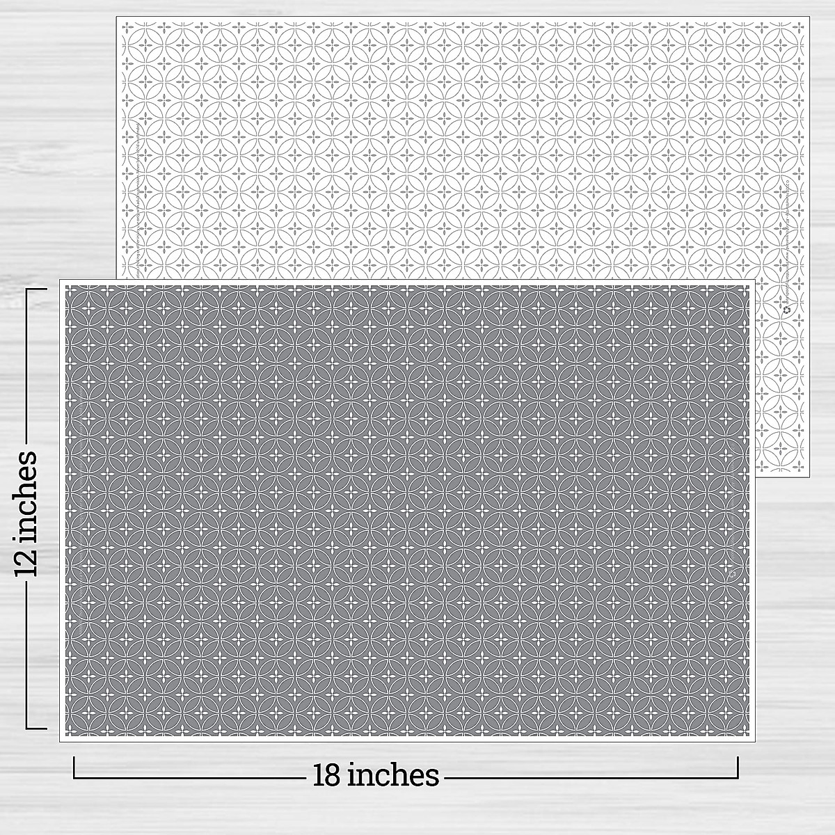 Gray and White Disposable Placemats for Baby, Toddlers, Children and Adults - Sticky Toppers for Tables - Restaurant, Travel, Airplane Tray Covers, Schools - 40 Pack