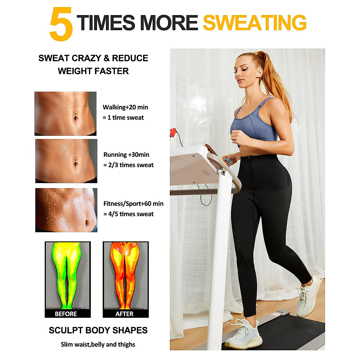 SCARBORO Sauna Sweat Pants for Women High Waist Compression Slimming Weights Thermo Legging Workout Body Shaper Sauna Suit