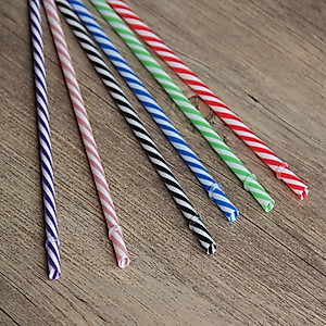 Dakoufish 12 Piece 9 Inch Reusable Plastic Thick Drinking Straws BPA Free Mason Jar Straws transparent small Stripe (9inch Red)