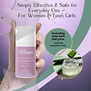 Bussani Crystal (Alum) Salt Stone Deodorant for Women, Kids, Girls, Teen, Lavender Scent, 2.02 Fl Oz
