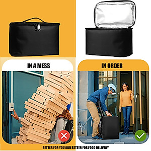 Tearom Insulated Food Delivery Bag Cooler Bags Insulated for Travel Pizza Delivery Bags for Cold and Hot Food Insulated Bags for Camping 1-Pack (black, 12 * 6 * 8)