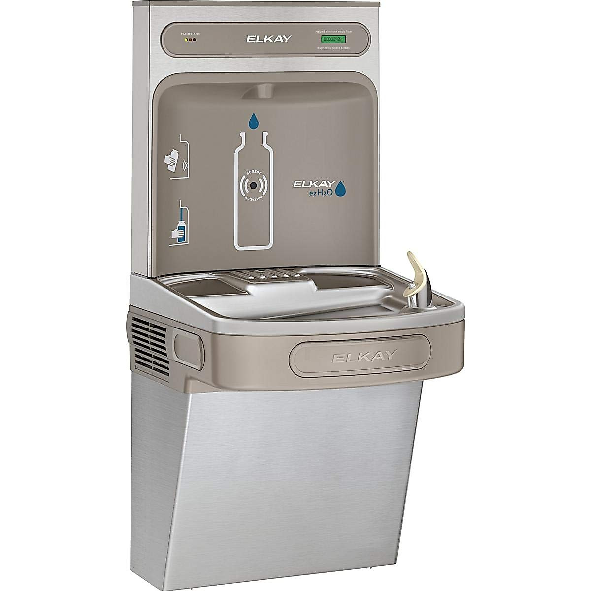 Elkay LZS8WSSK EZH2O Bottle Filling Station with Single ADA Cooler, Stainless Steel & 51300C WaterSentry Plus Replacement Filter (Bottle Fillers), White