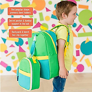 Wildkin Pack-it-All Kids Backpack Bundle with Clip-in Lunch Box (Monster Green)