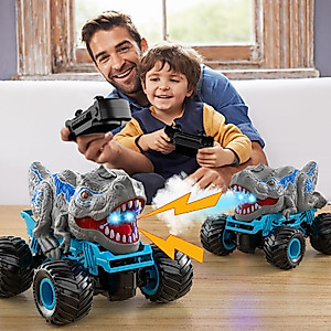Bennol Remote Control Dinosaur Car for Boys Kids, 2.4Ghz RC Dinosaur Truck for Toddlers, Electric Hobby RC Car Toys with Light & Sound Spray Birthday for 3 4 5 6 7 8 Year olds Kids Boys