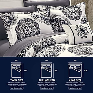 Chic Home 8 Piece Barcelona Super Soft microfiber REVERSIBLE King Comforter Set Black