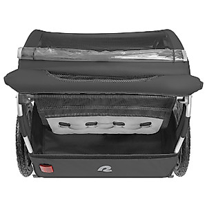 Retrospec Rover Kids Bicycle Trailer - Single & Double Passenger Children’s Foldable/Collapsible Tow Behind Bike Trailer with 16" Wheels, Safety Reflectors & Rear Storage Compartment - Black