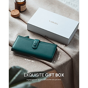 Vulkitty 𝗩𝘂𝗹𝗸𝗶𝘁𝘁𝘆 Ultra Slim Thin Leather Wallets Womens Bifold Credit Card Women's Wallets Card Cases Money Organizers for Women Ladies Female Cash Purse Wallet, Green