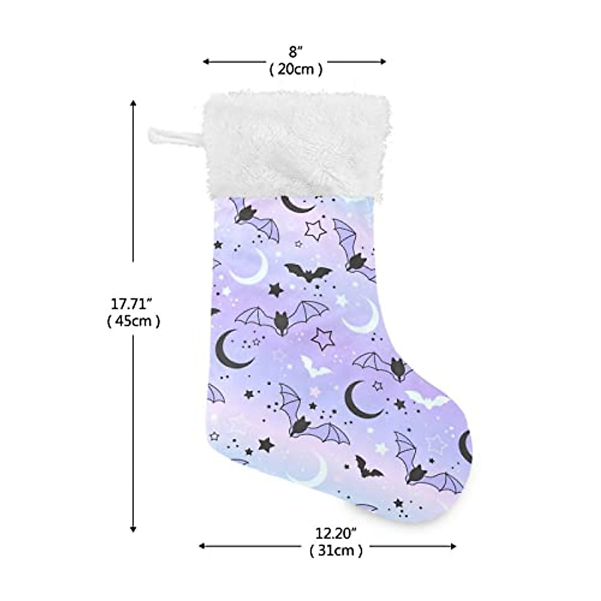 Kigai Christmas Stockings Cute Bats Starry Sky Large Candy Stockings Stuffers Kids Cute Xmas Sock Decorations 1PC for Home Holiday Party 12" x18"
