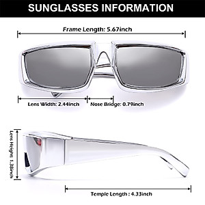 GUVIVI Wrap Around Trendy Sunglasses For Womens Men Fashion Futuristic Rectangle Sunglasses Thick Chunky Sun Glasses Eyewear